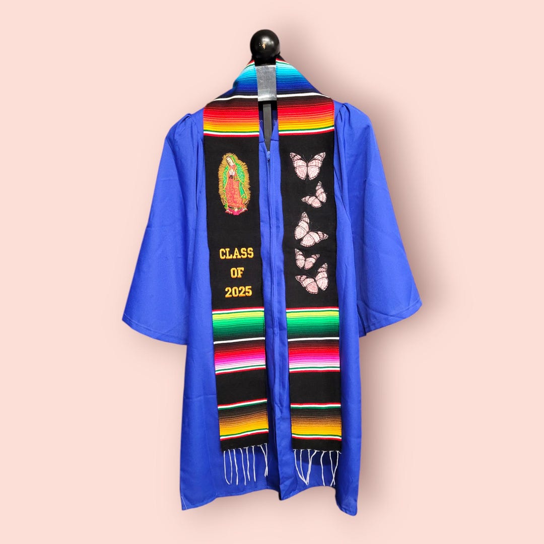 Mexican Sarape Stole, Mexican Graduation Stole, Butterfly Graduation ...