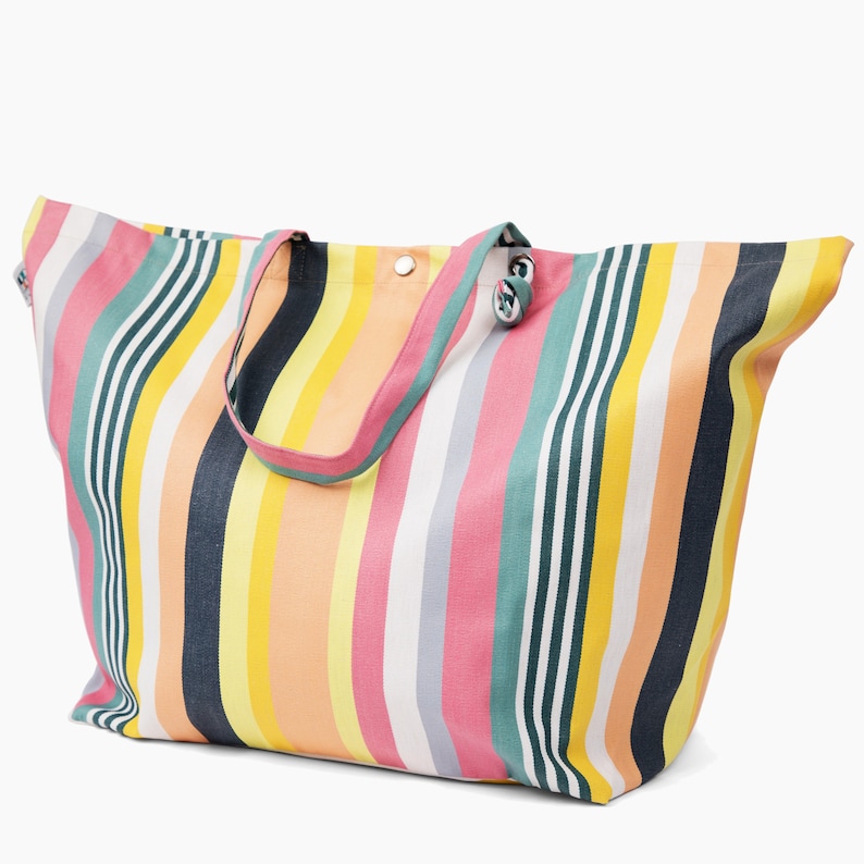 French Basque Striped Cotton Tote Bag: Handcrafted Beach Shopper - Etsy