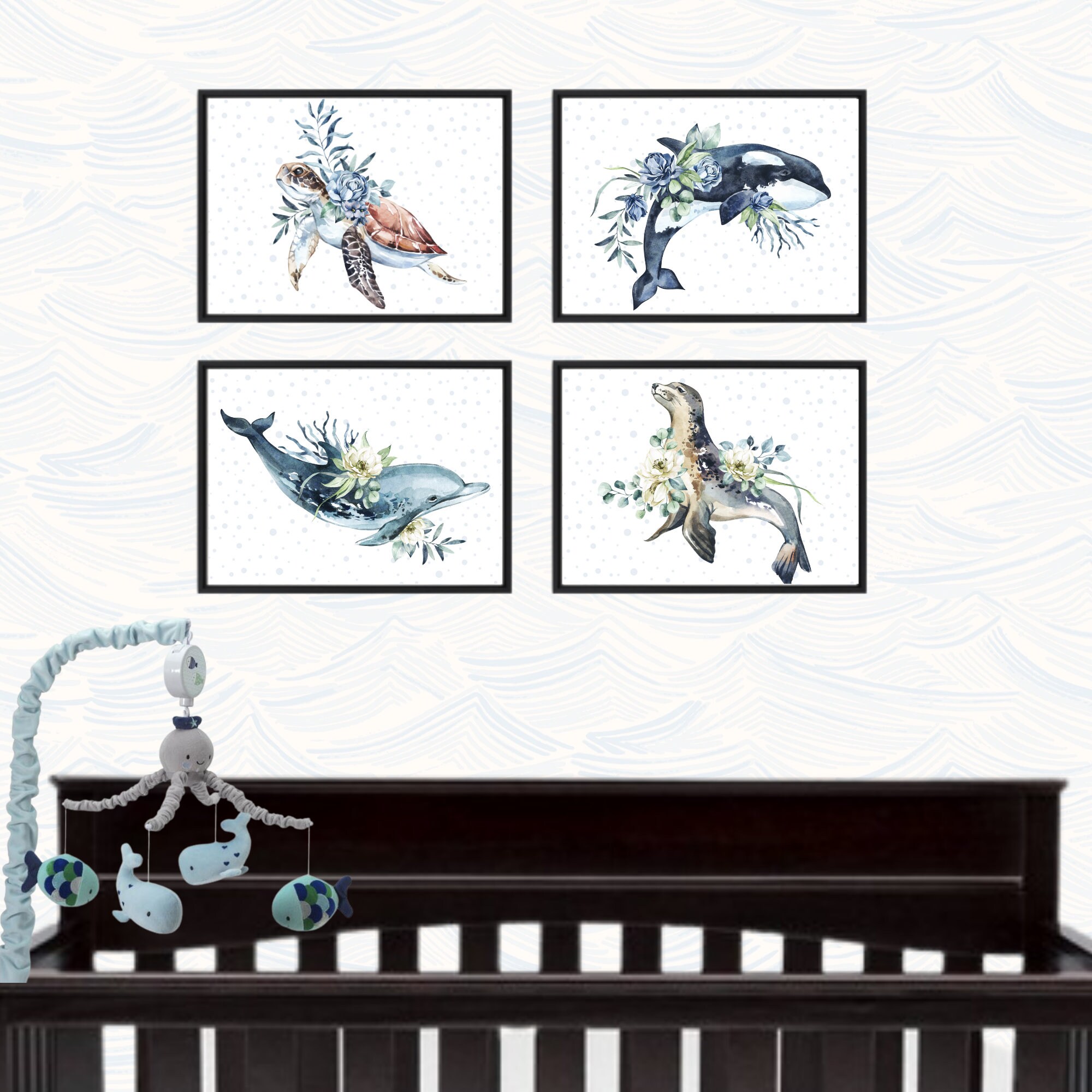 Nautical Watercolor Print Set for Ocean Nursery Watercolor - Etsy