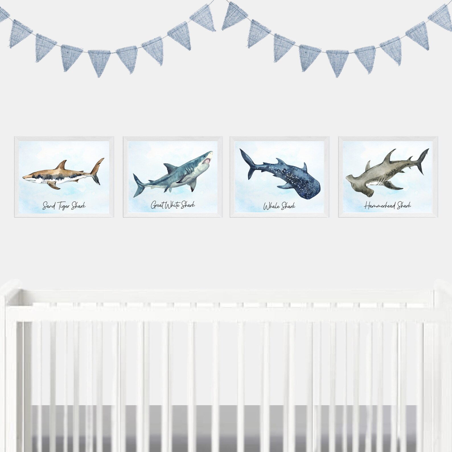 Ocean Nursery Decor Shark Nursery Decor Watercolor Shark - Etsy