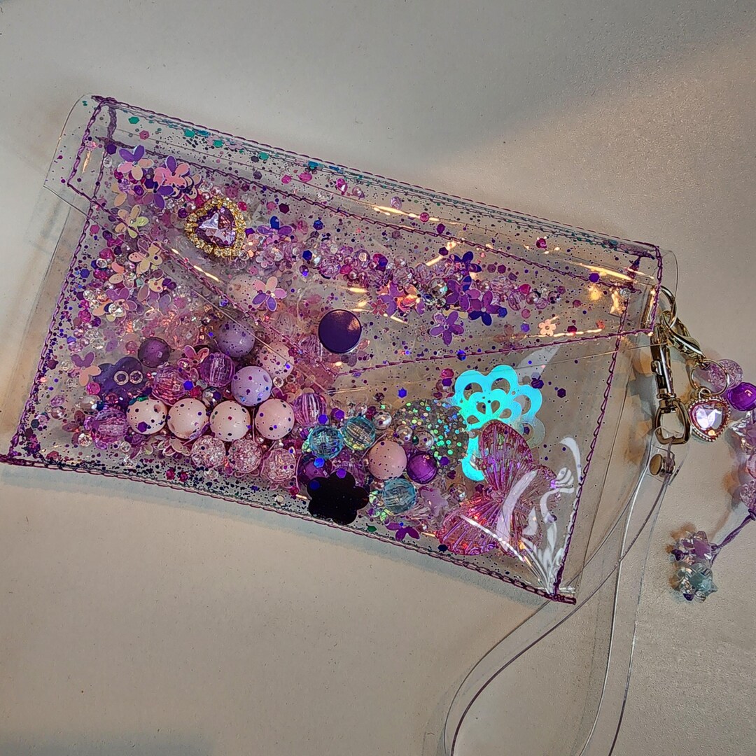 Purple Whimsical Butterfly Medium Size Gem Wallet,transparent Wallet ...