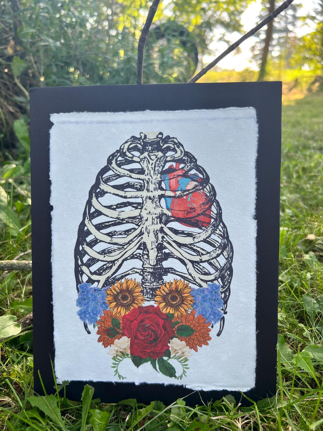 Handmade Paper Wall Art, Ribs and Roses, Goth Girl Wall Art, Macabre ...