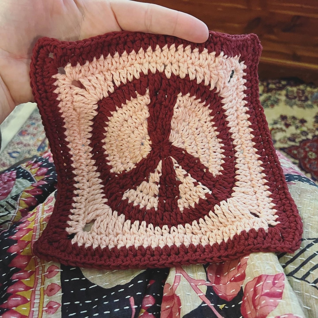 100% Handmade Crochet Peace Sign Patch - Etsy