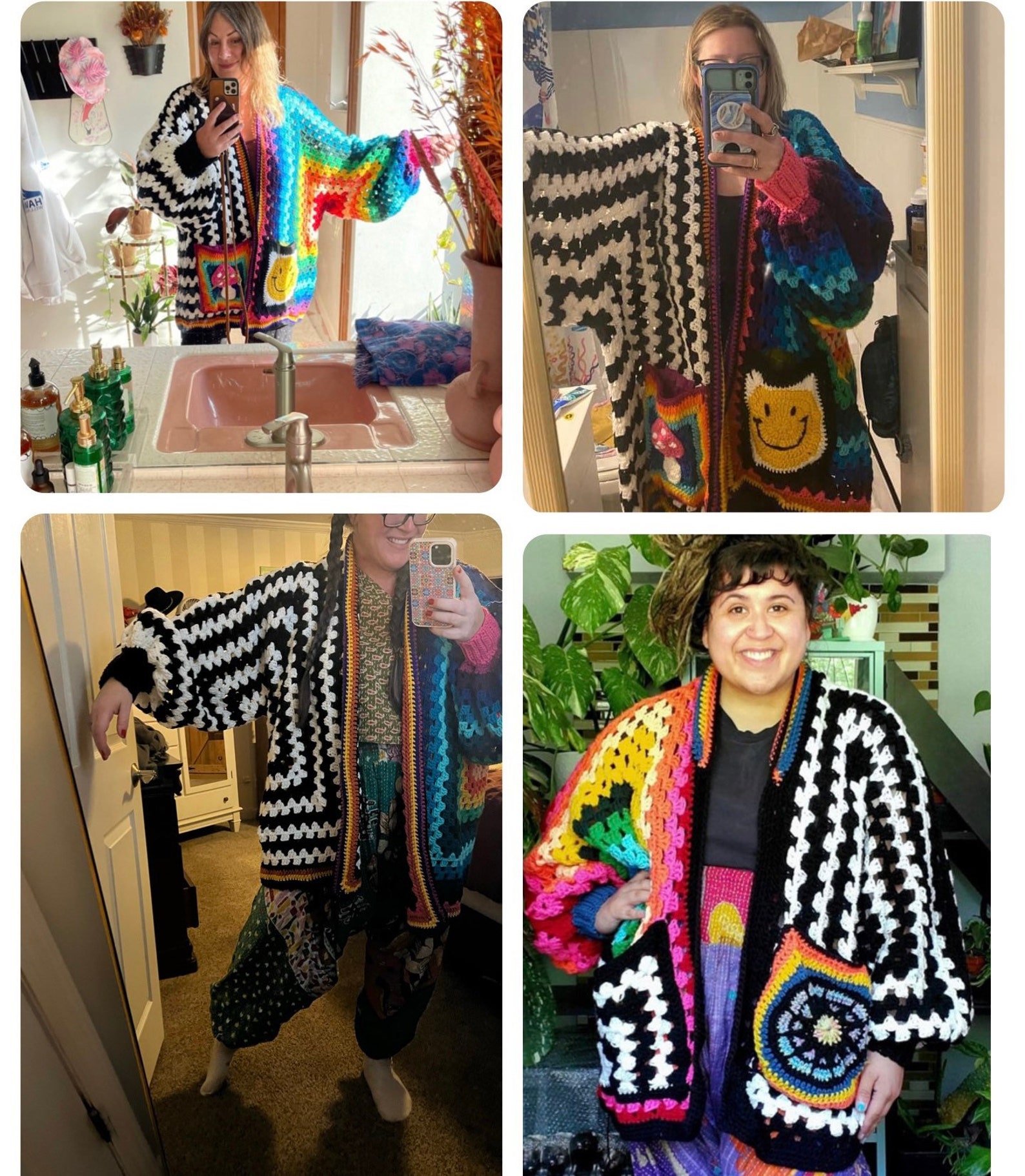Yaya Cardi Fun, Bright Crochet Hexagon Cardigan. Handmade to Order/all ...