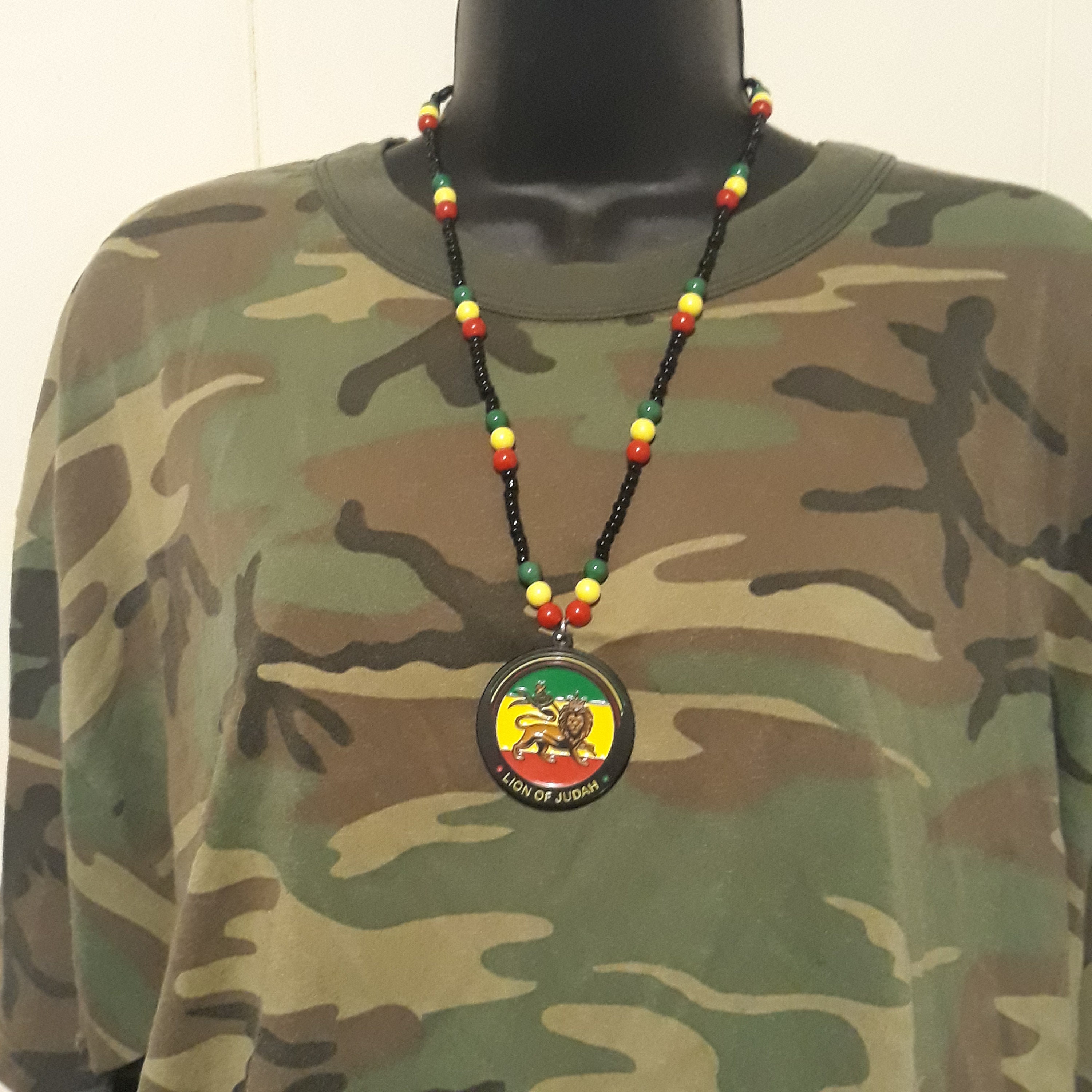 Lion of Judah Metal Rasta Necklaces - ETHIOPIA Beaded Chain - Etsy