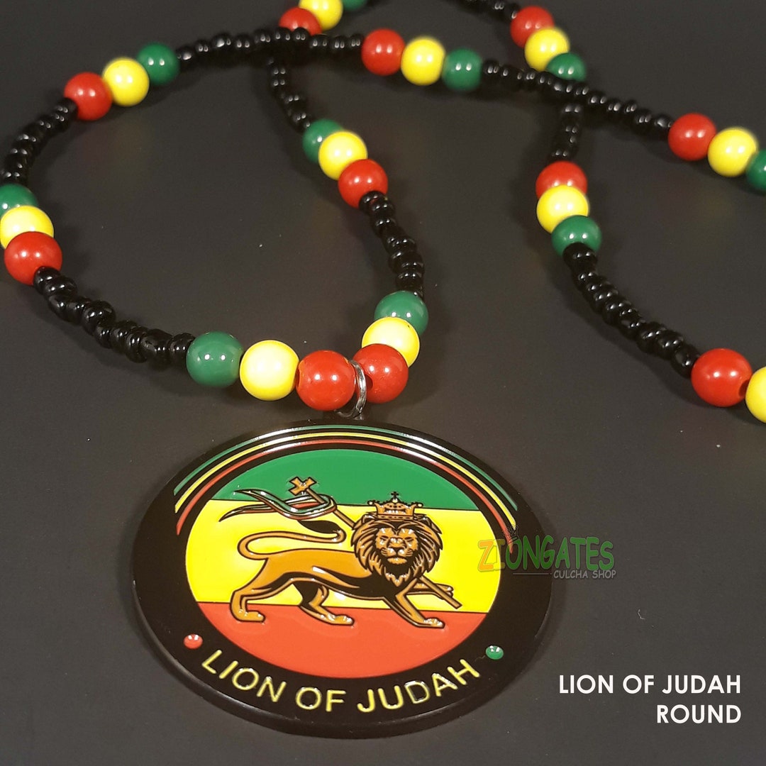 Lion of Judah Metal Rasta Necklaces - ETHIOPIA Beaded Chain - Etsy