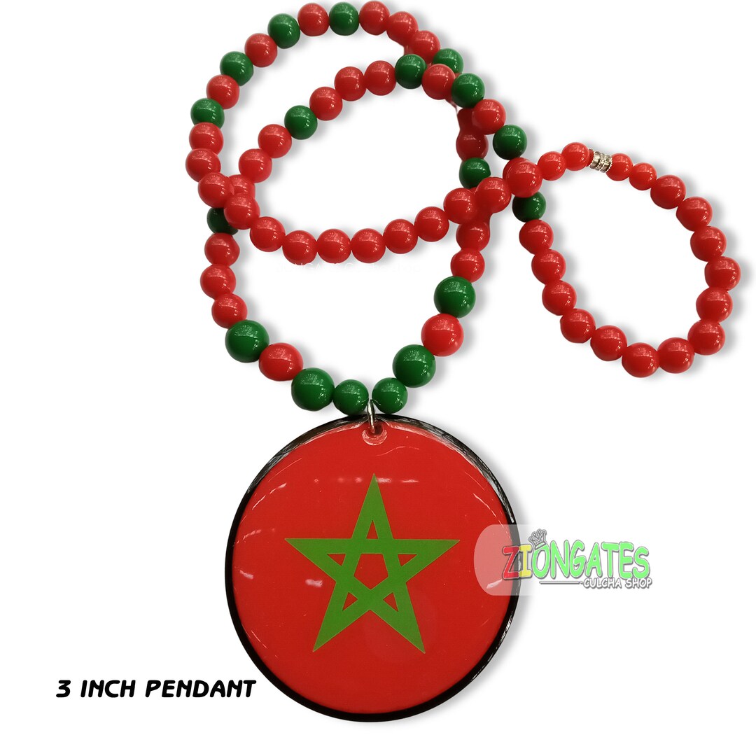 Red Moorish Flag Beaded Necklace Moorish American Morocco - Etsy