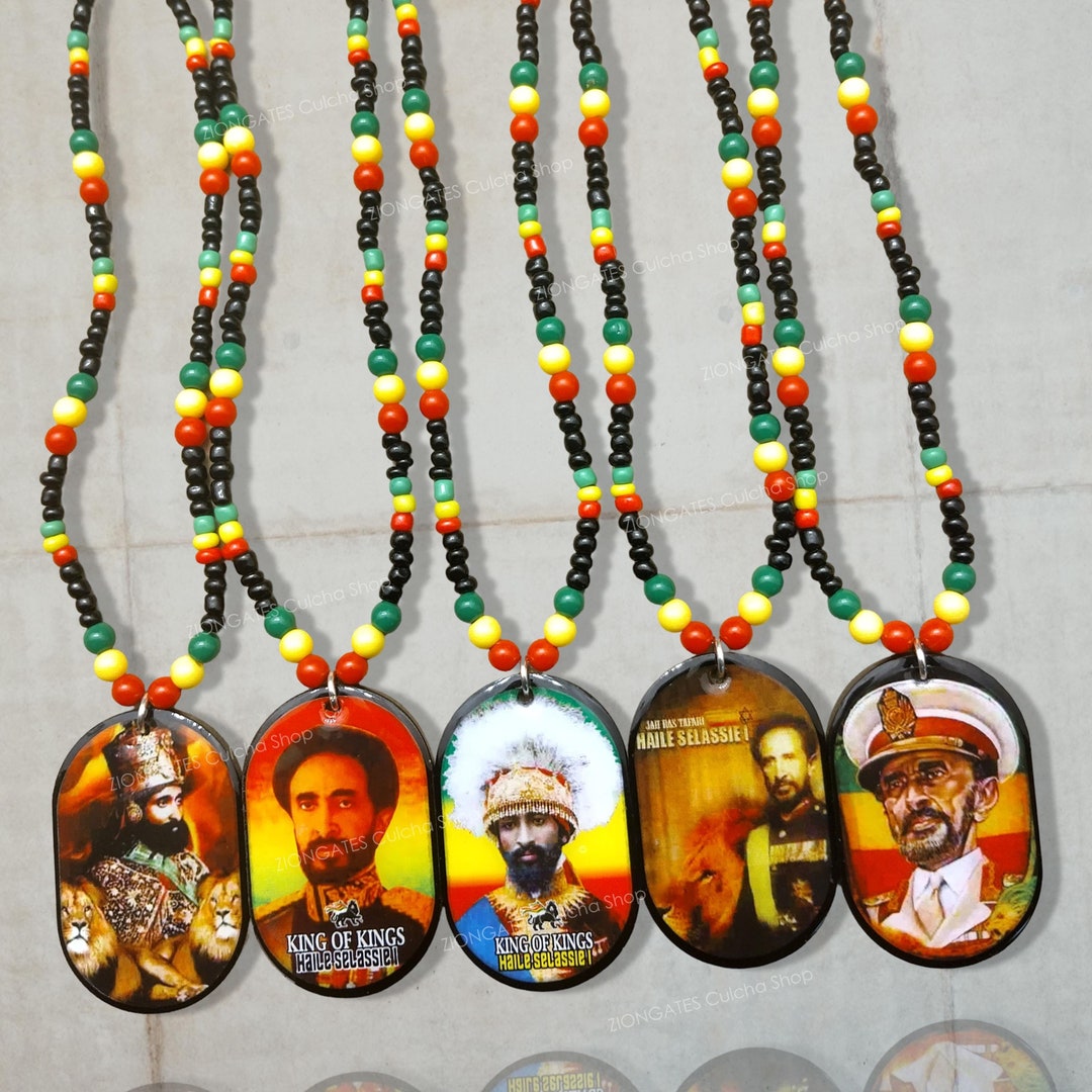 Haile Selassie Beaded Necklaces - Rasta Chain - Etsy