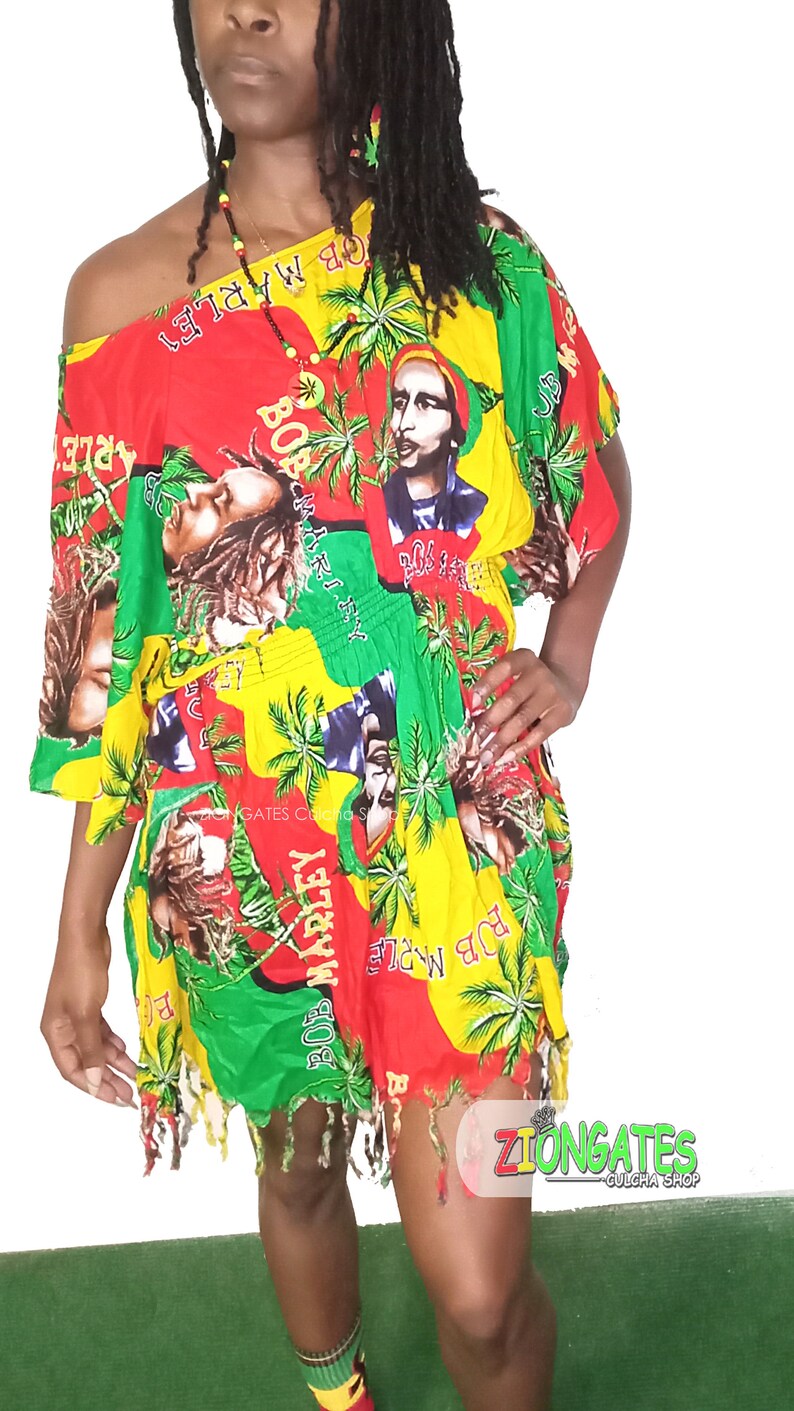Women's Bob Marley Short Shirred Shirt Dress Rasta - Etsy