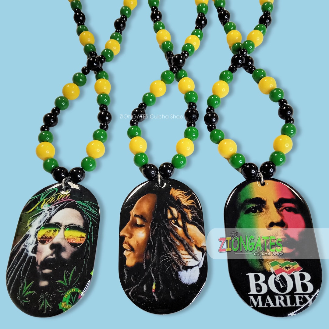 Large Bob Marley Beaded Necklaces With 3 Inch Pendant - JAMAICA - Etsy