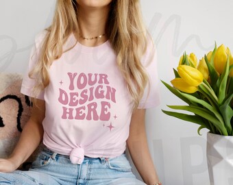 Charity Pink Bella Canvas 3001 Tshirt Mockup Bright Pink - Etsy