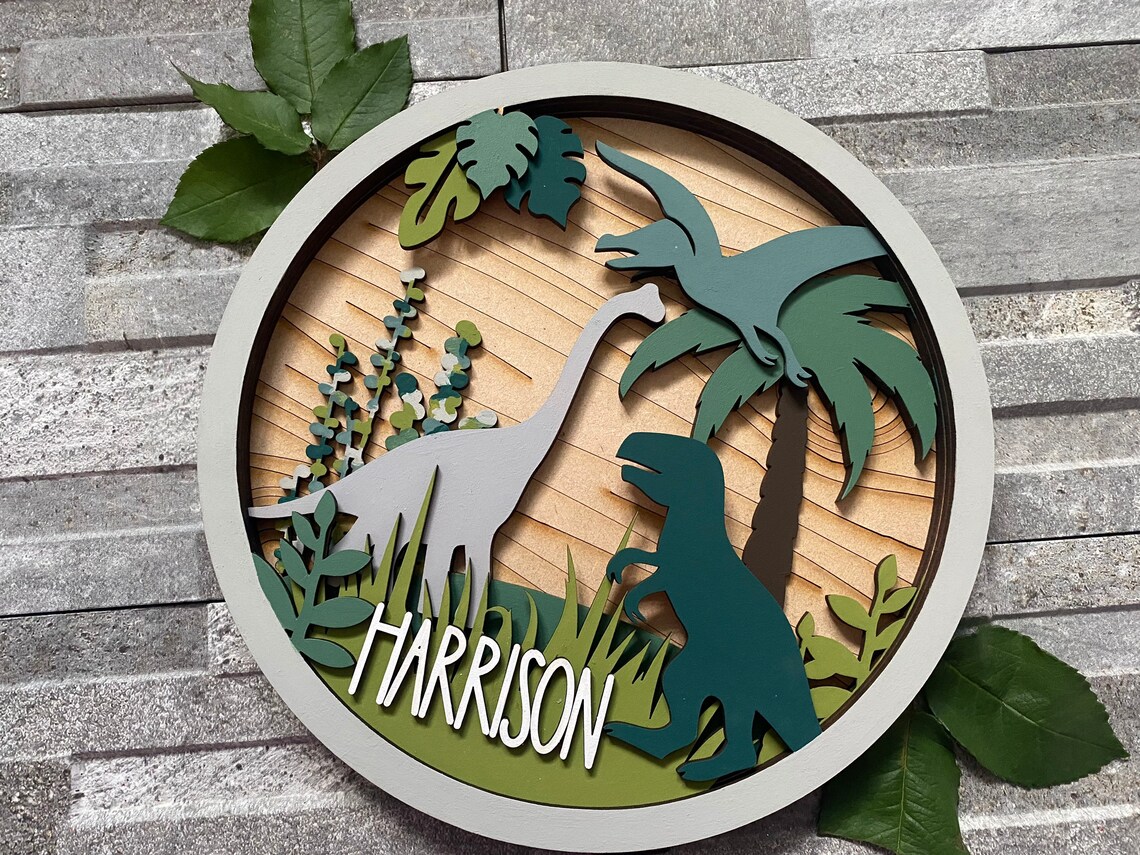 Personalised Dinosaur Themed Door Plaque/bedroom Decor - Etsy