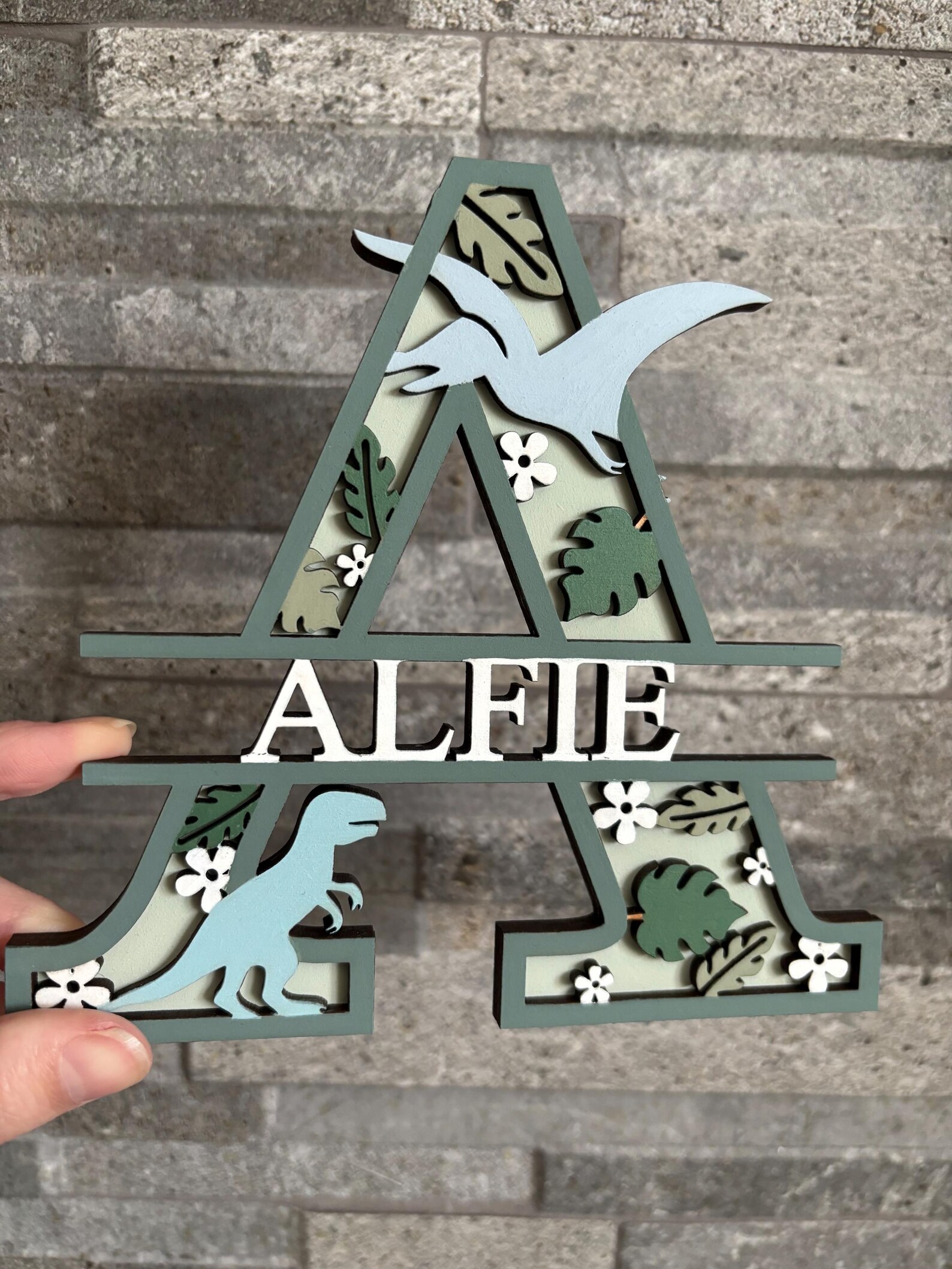 Personalised Dinosaur Themed Door Sign/wall Decor, Personalised Letter ...