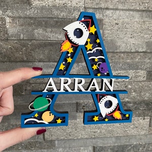Personalised Space Themed Layered Letter, Rockets, Planets, Astronaut ...