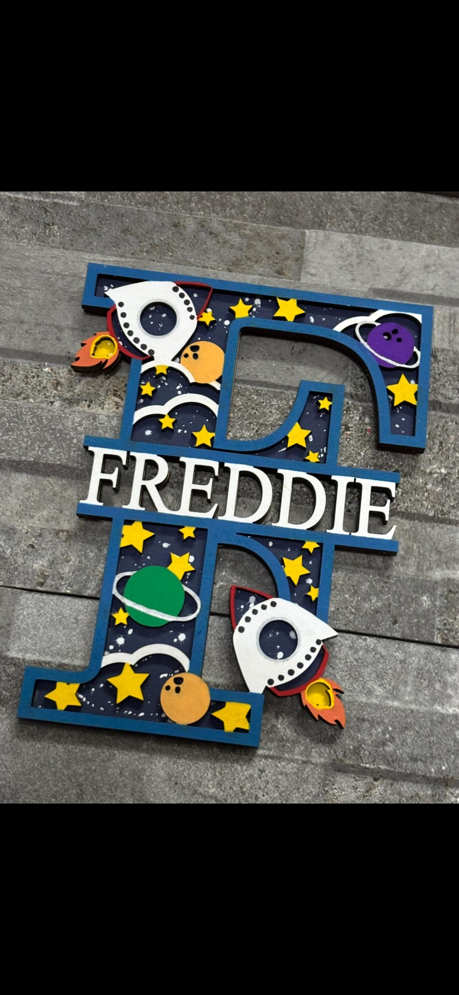 Personalised Space Themed Layered Letter, Rockets, Planets, Astronaut ...