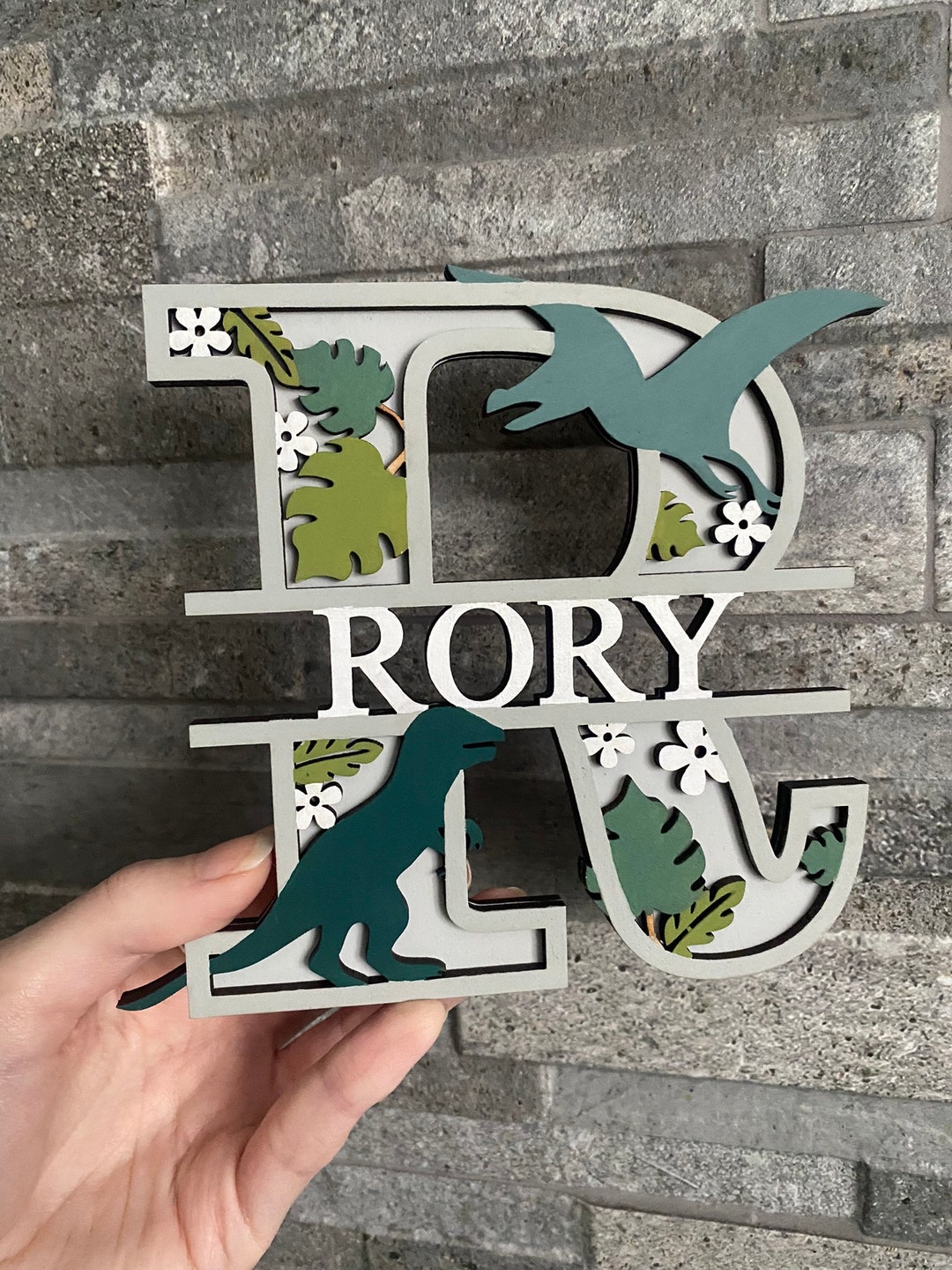 Personalised Dinosaur Themed Door Sign/wall Decor, Personalised Letter ...