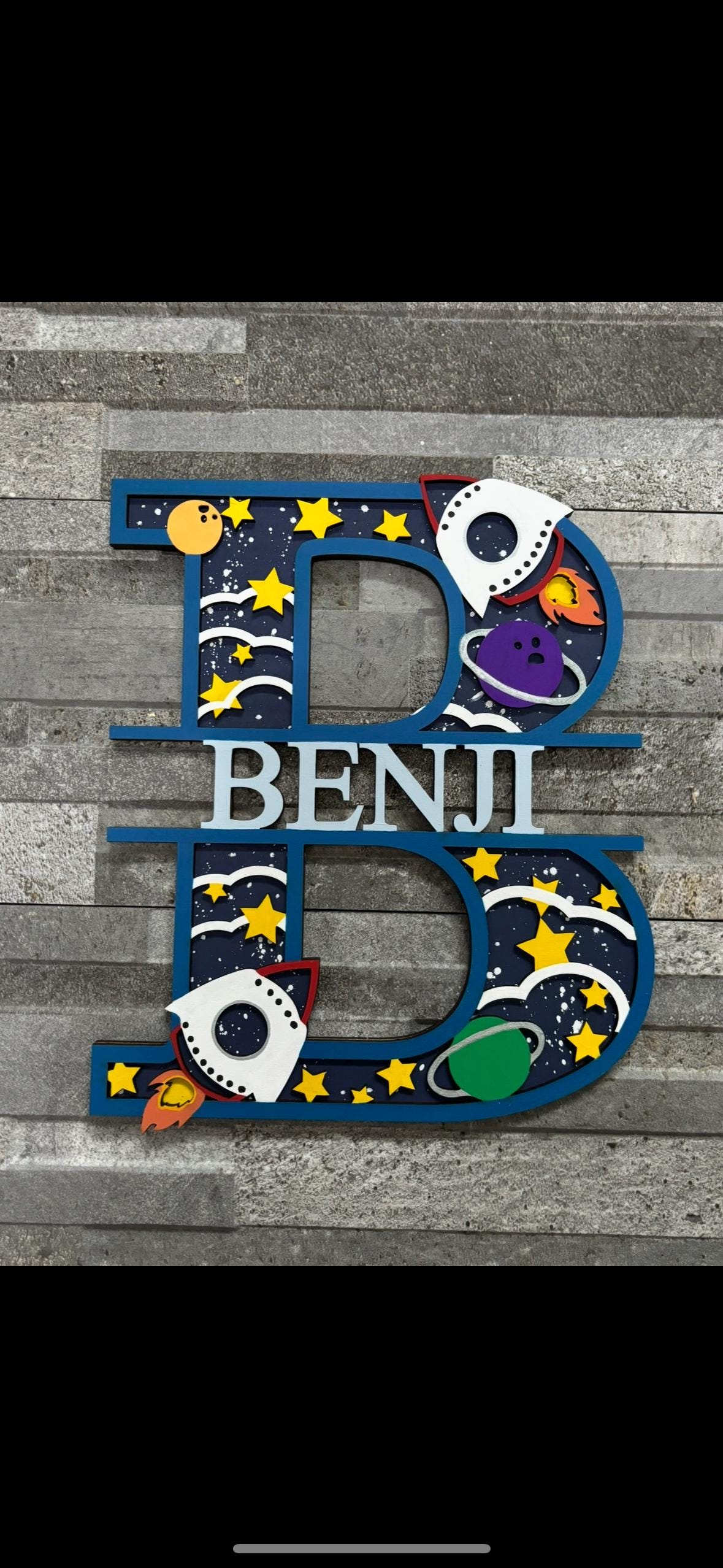 Personalised Space Themed Layered Letter, Rockets, Planets, Astronaut ...