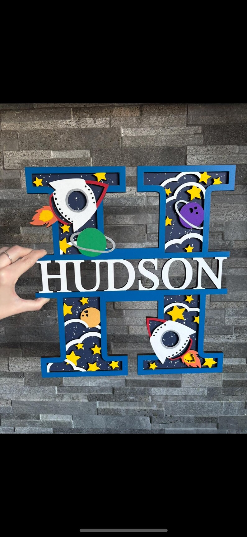 Personalised Space Themed Layered Letter, Rockets, Planets, Astronaut ...