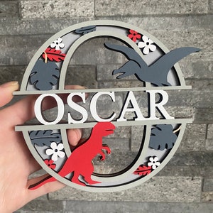 Personalised Dinosaur Themed Door Sign/wall Decor, Personalised Letter ...