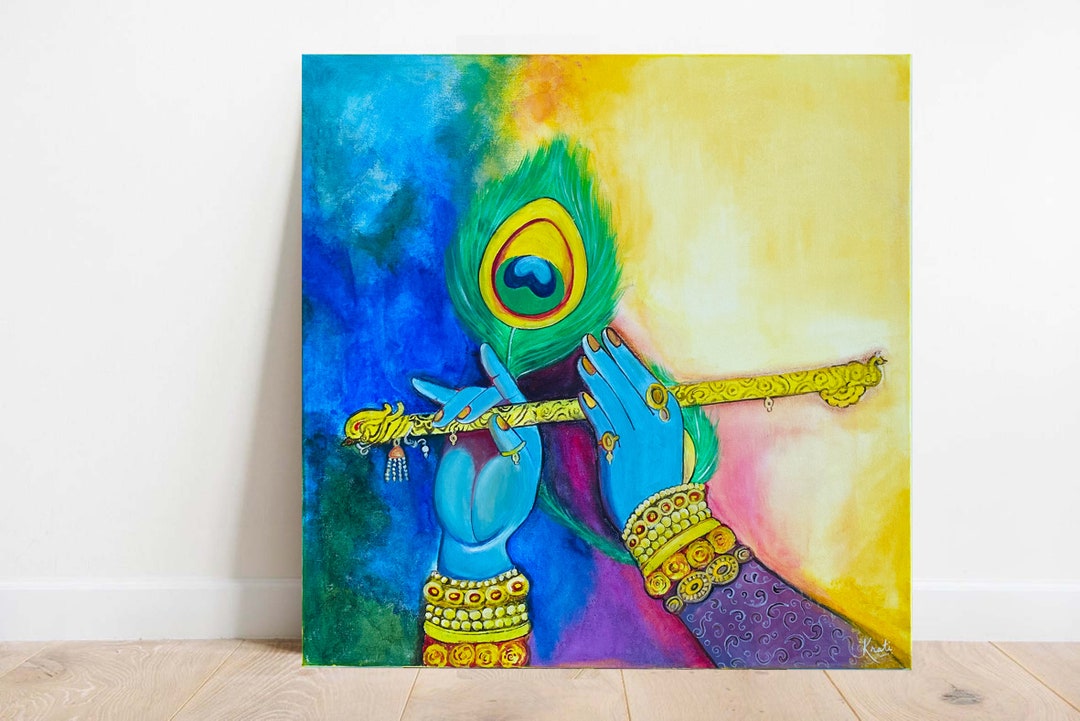 Original Unique Handmade Lord Krishna Flute Bansuri Painting - Etsy