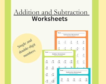 Mixed Single Digit Addition and Subtraction Worksheets - Etsy
