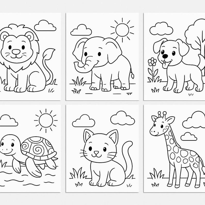 Cute & Detailed Animal Coloring Pages – Printable Bundle for Kids - Etsy