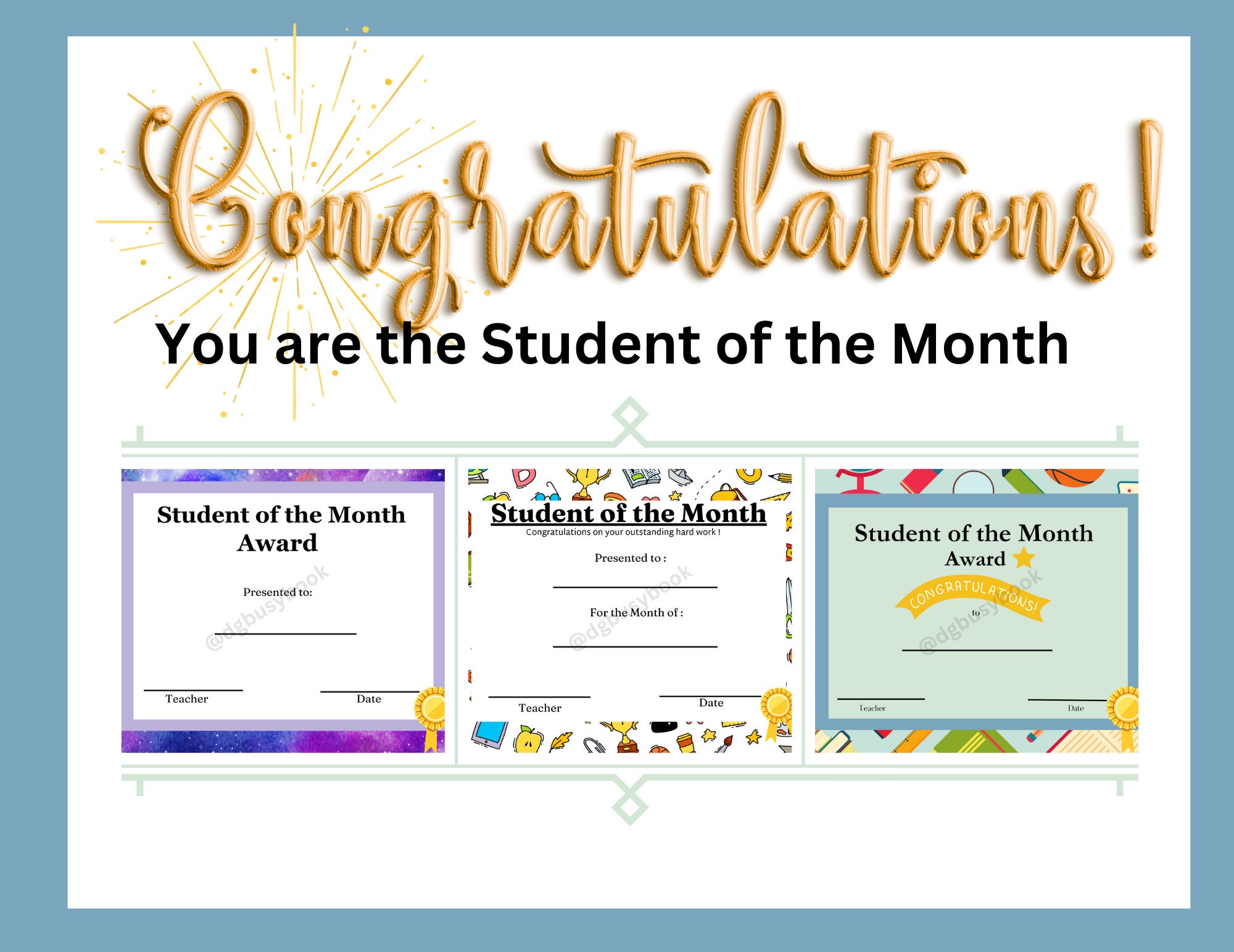Student of the Month Certificates - Etsy