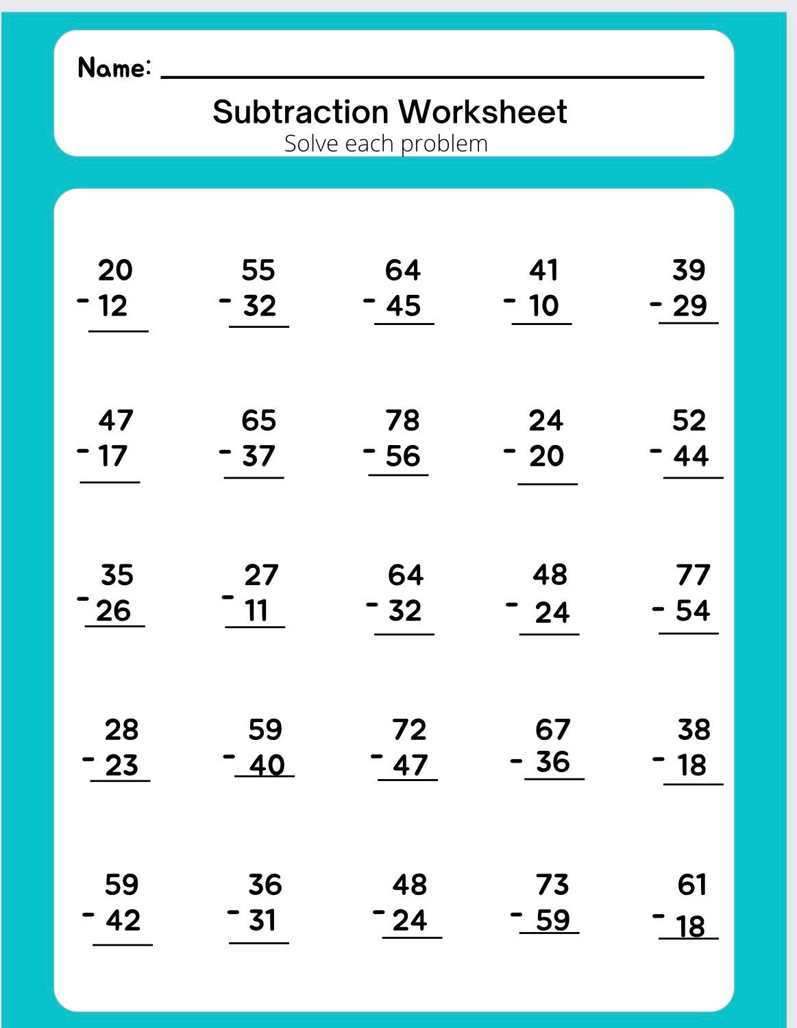 Addition and Subtraction Worksheets - Etsy
