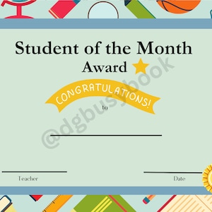 Student of the Month Certificates - Etsy