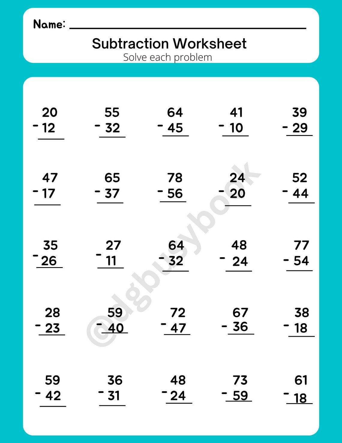 Addition and Subtraction Worksheets - Etsy