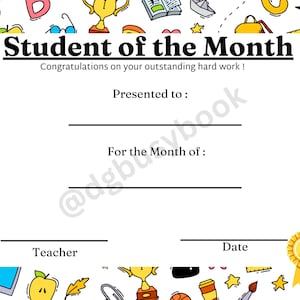 Student of the Month Certificates - Etsy
