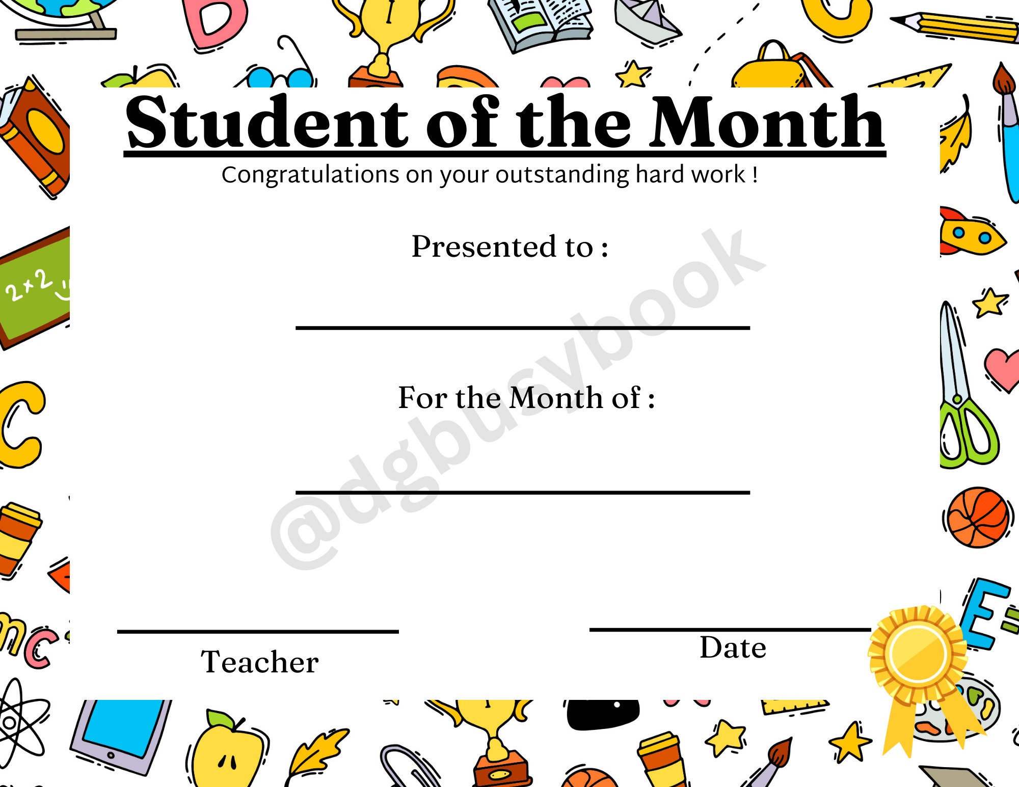 Student of the Month Certificates - Etsy