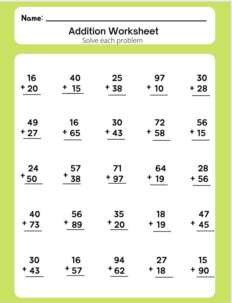 Addition and Subtraction Worksheets - Etsy