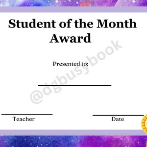 Student of the Month Certificates - Etsy