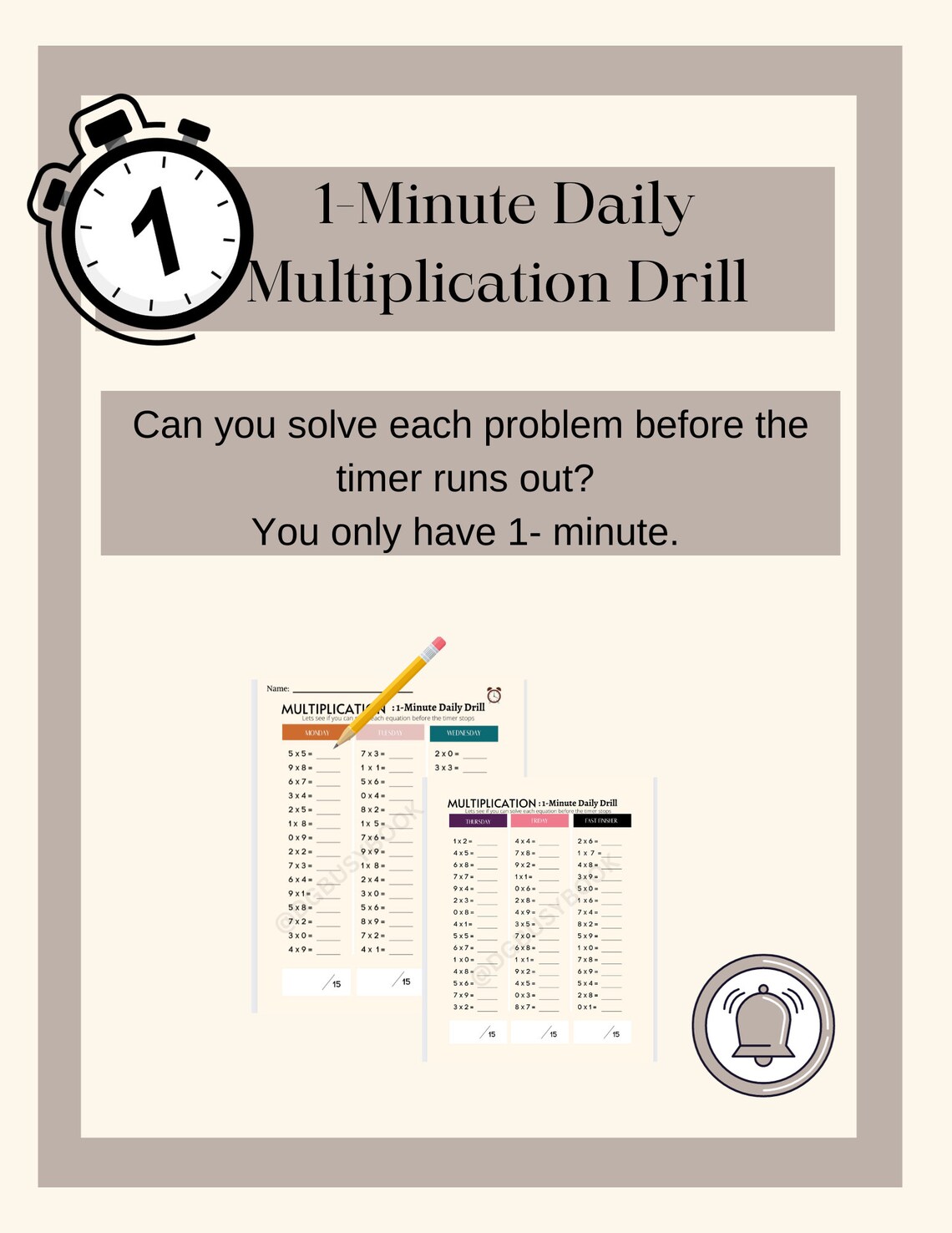 Multiplication: 1-minute Daily Drill Worksheet - Etsy
