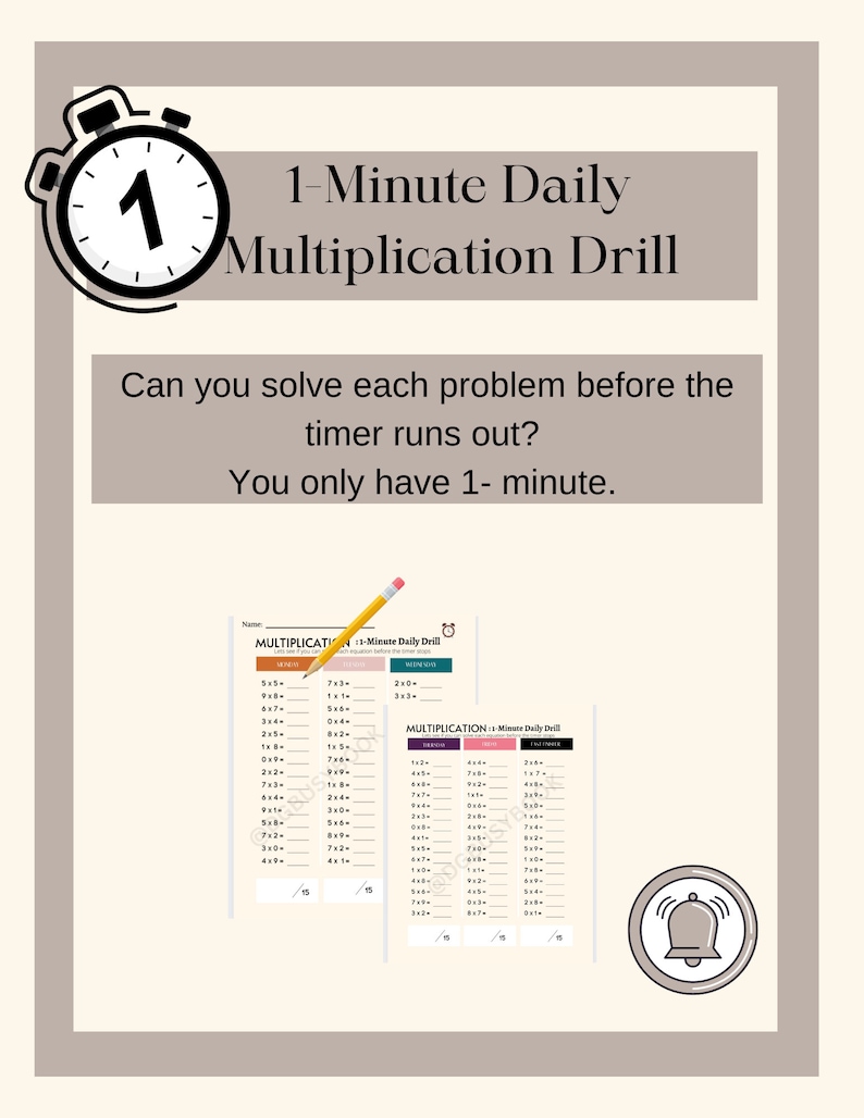 Multiplication: 1-minute Daily Drill Worksheet - Etsy