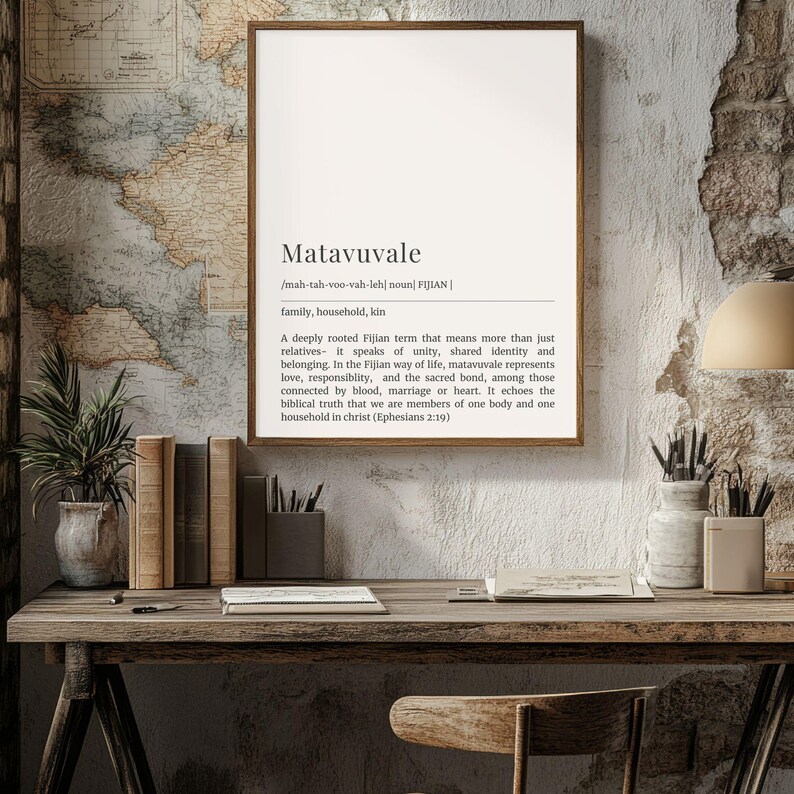 Matavuvale Printable Wall Poster, Dictionary Style, Fijian Word, Family ...