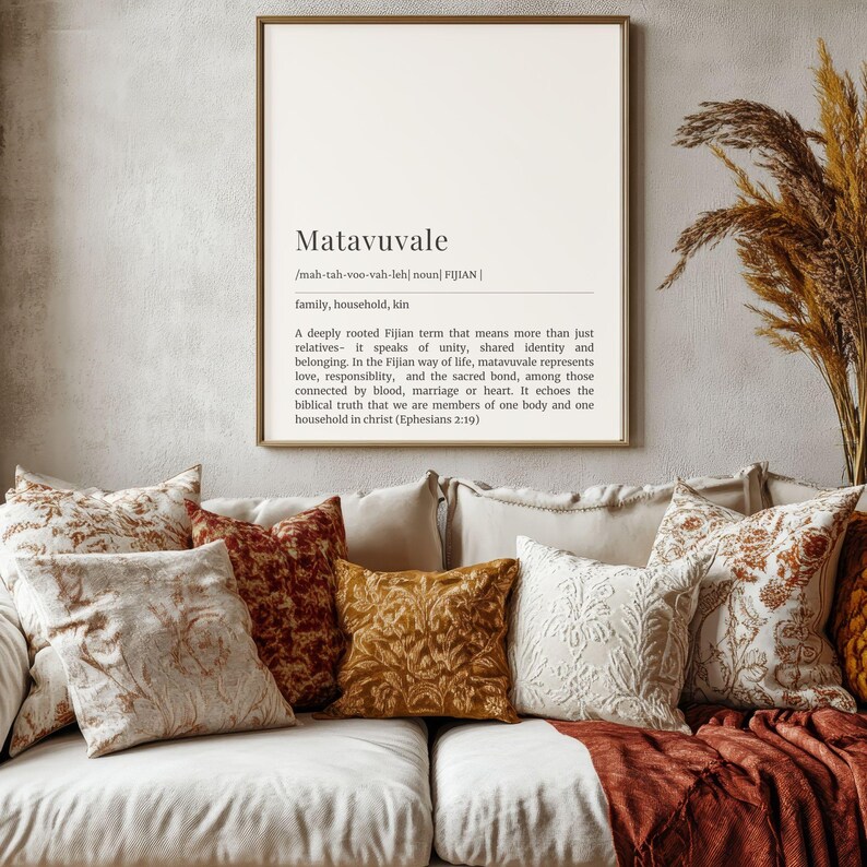 Matavuvale Printable Wall Poster, Dictionary Style, Fijian Word, Family ...
