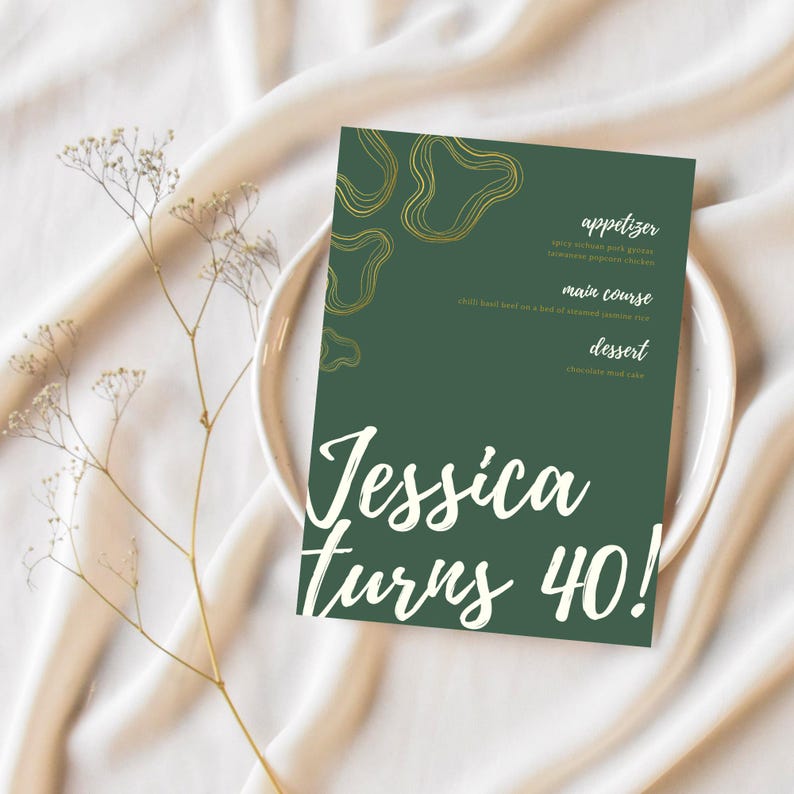 Birthday Menu Template - Etsy