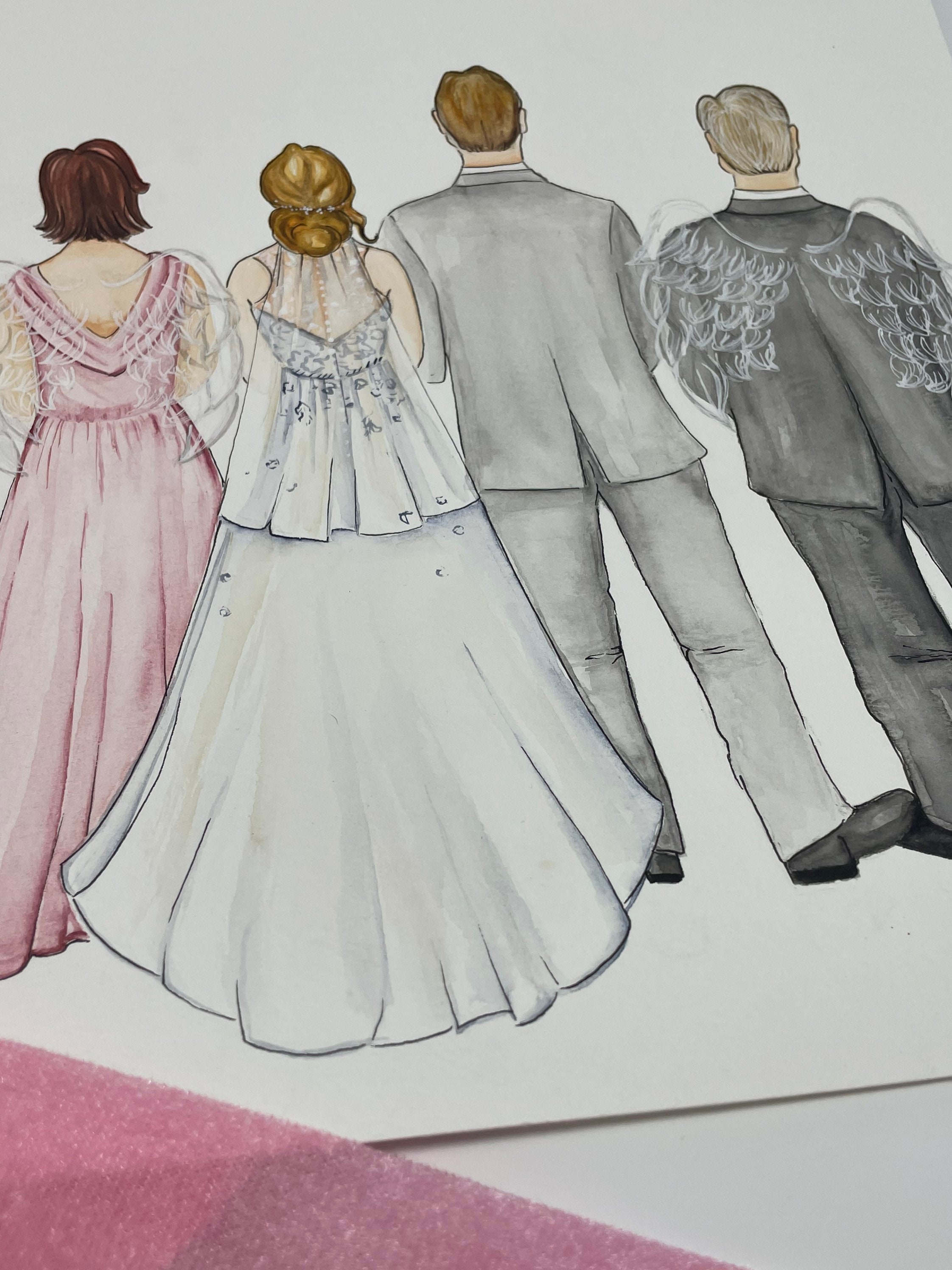 Custom Wedding Day Portrait, Faceless Watercolor Bride and Groom ...