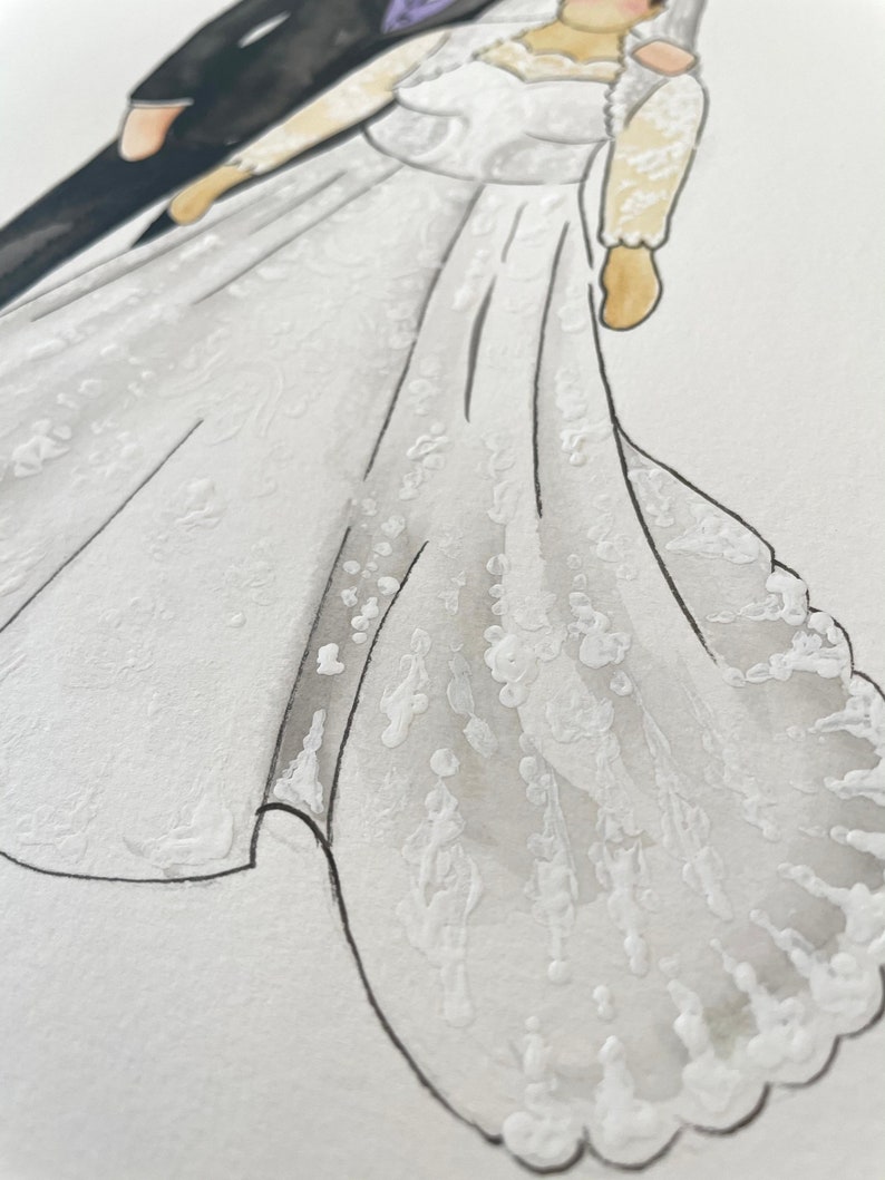 Custom Wedding Day Portrait, Faceless Watercolor Bride and Groom ...