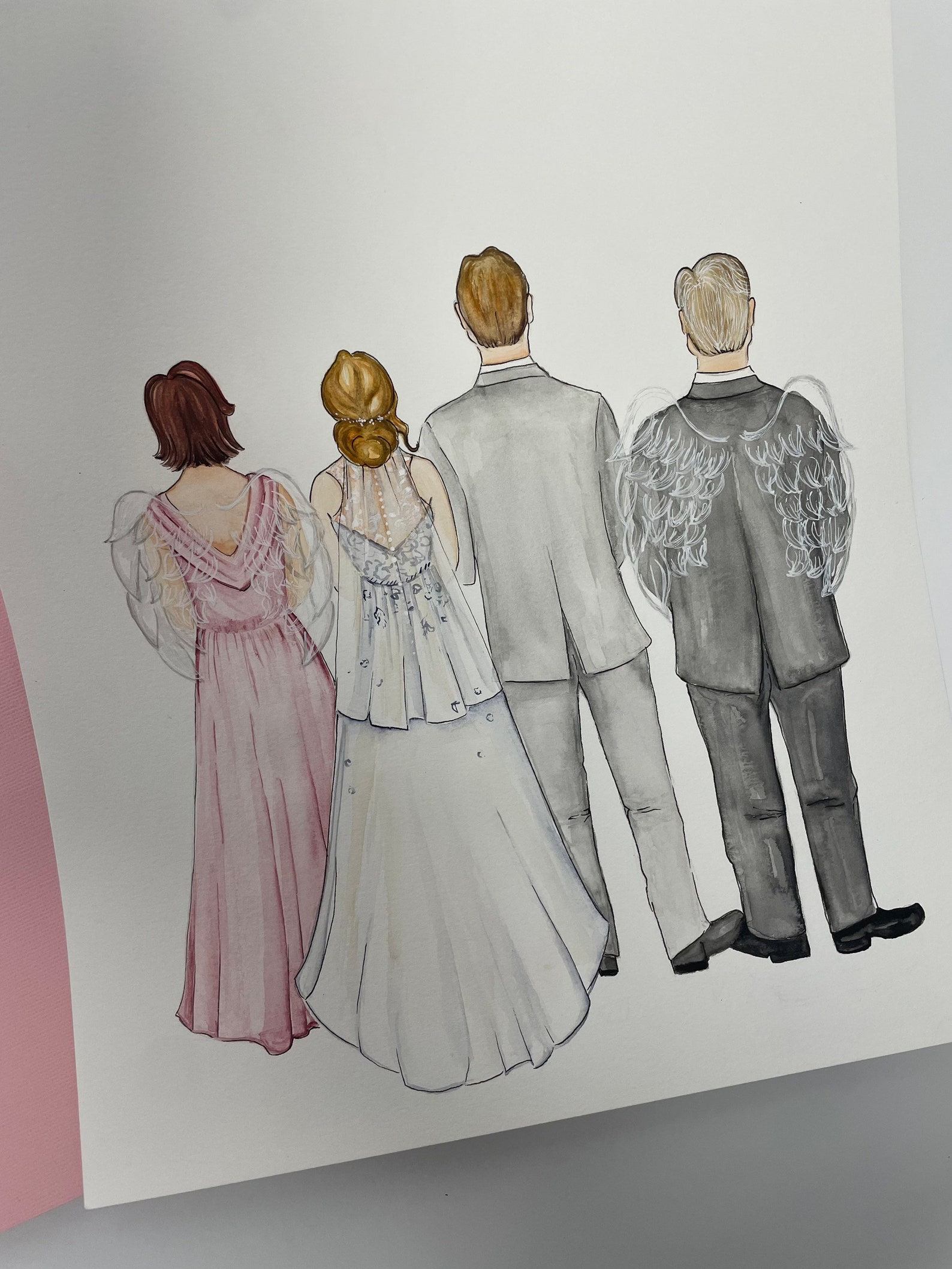 Custom Wedding Day Portrait, Faceless Watercolor Bride and Groom ...