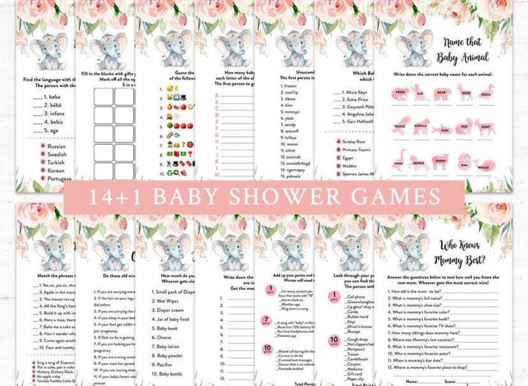 Elephant Baby Shower Game (girl) - Etsy