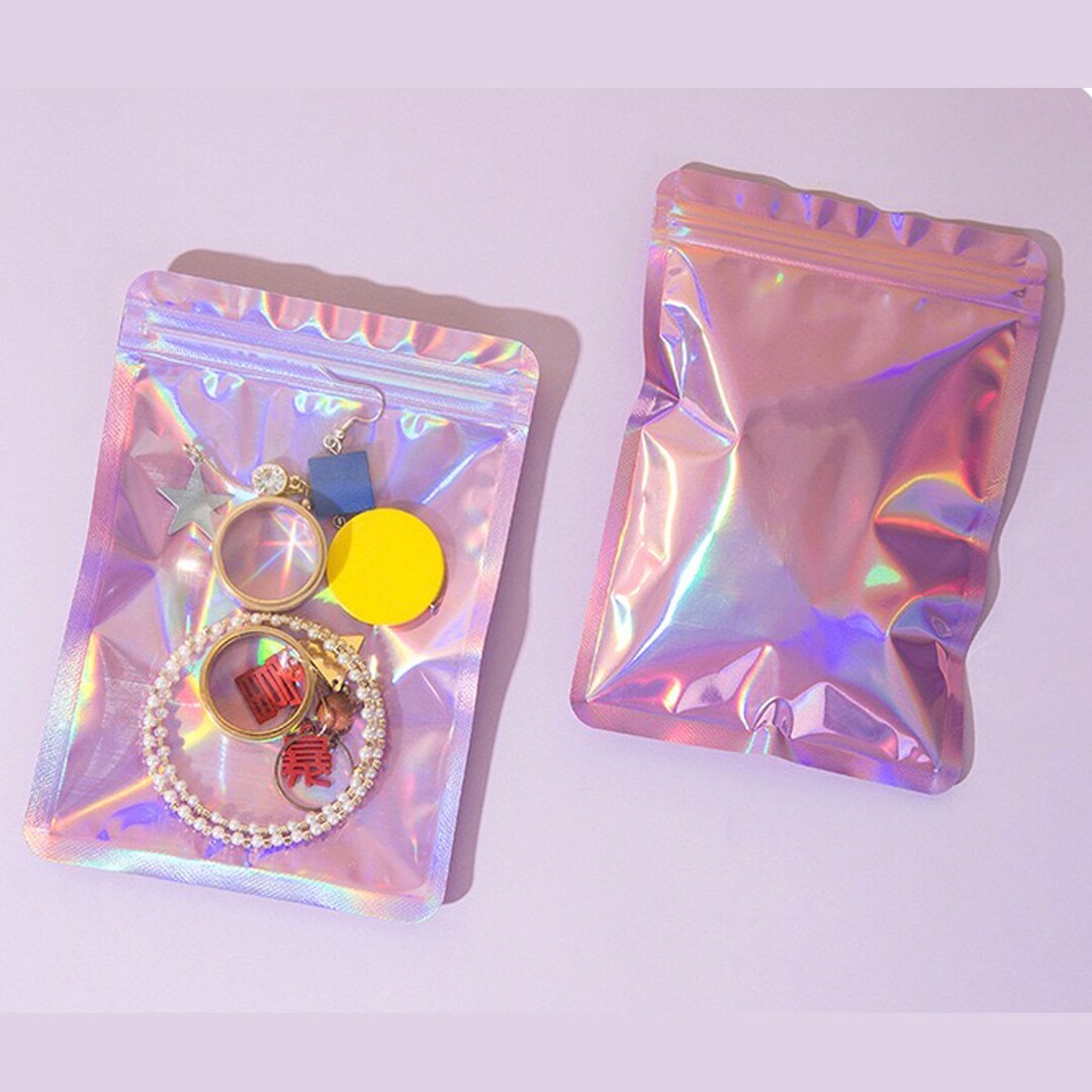 Purple Pink Zip Lock Bags, Laser Self-sealing Bag, Mylar Zipper Bag ...