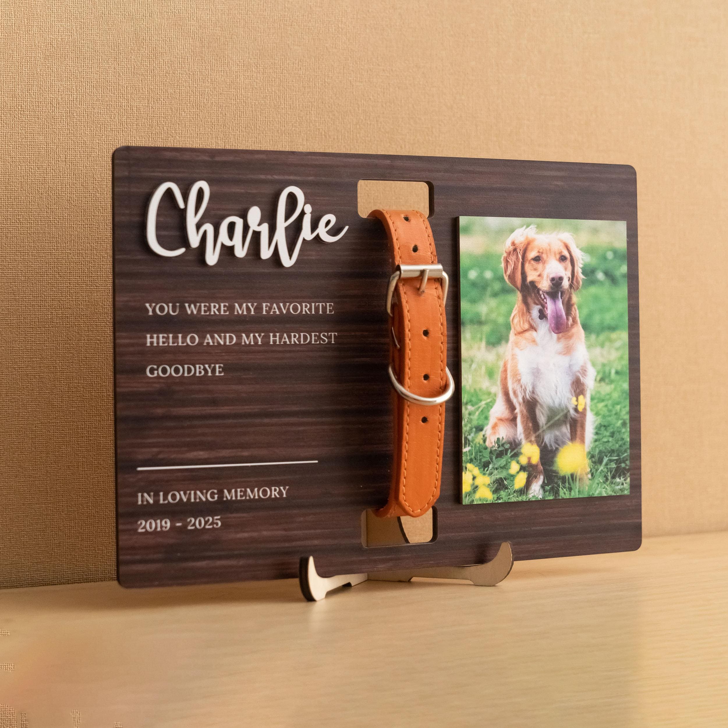 Personalized Pet Memorial Sign With Photo and Collar Holder, Custom Dog ...