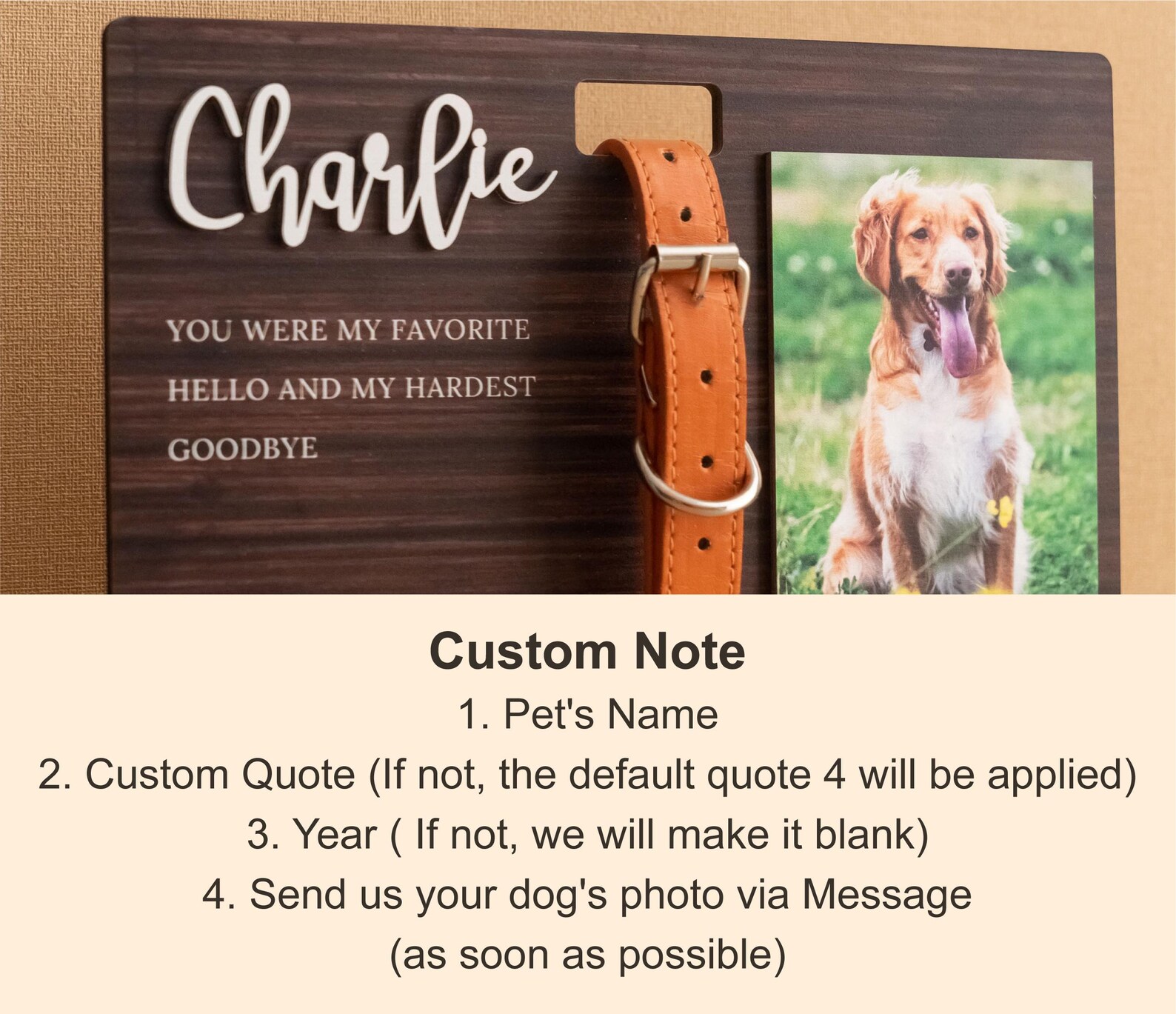 Personalized Pet Memorial Sign With Photo and Collar Holder, Custom Dog ...