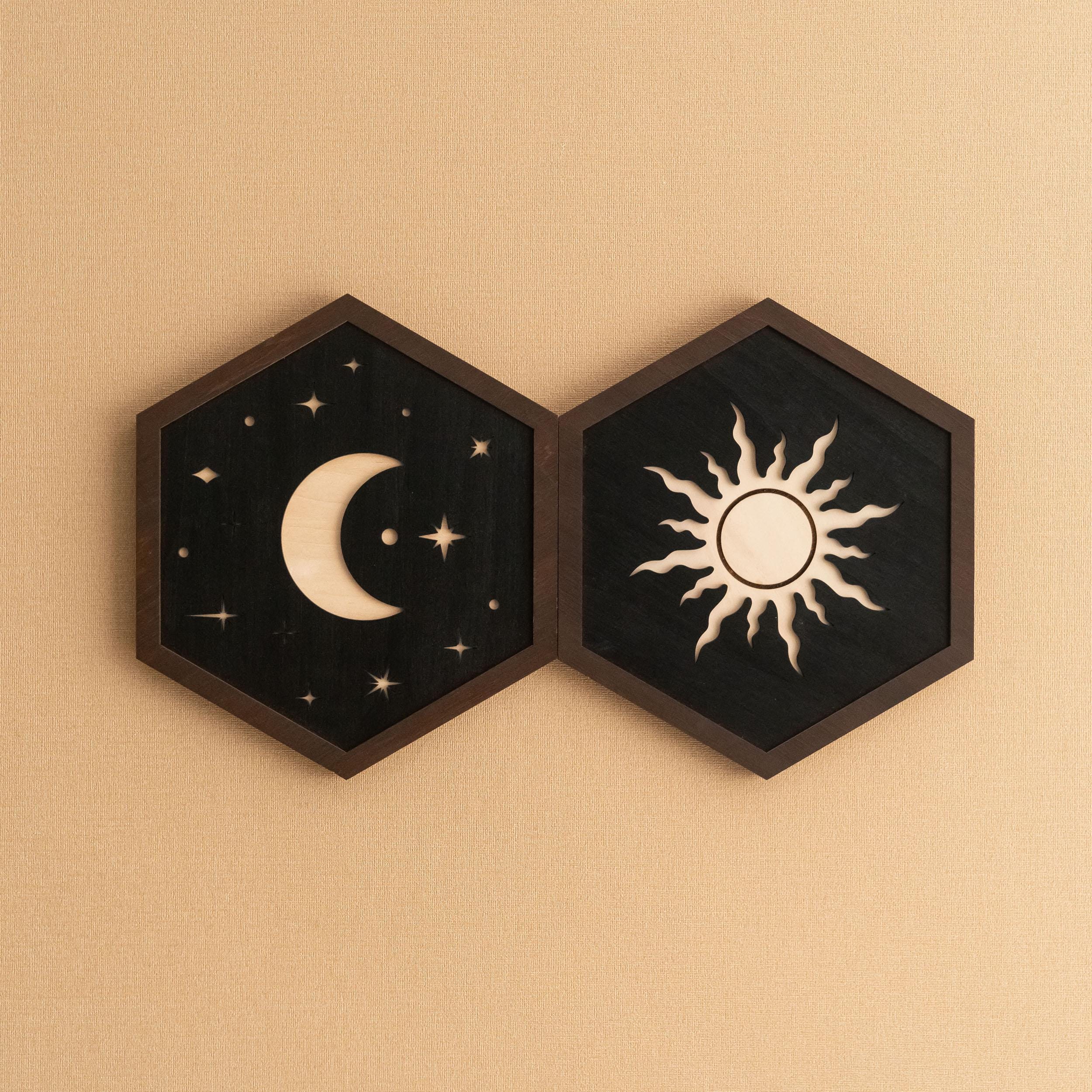 Boho Sun and Moon Wall Decor - Handmade Boho Wall Art - Modern ...