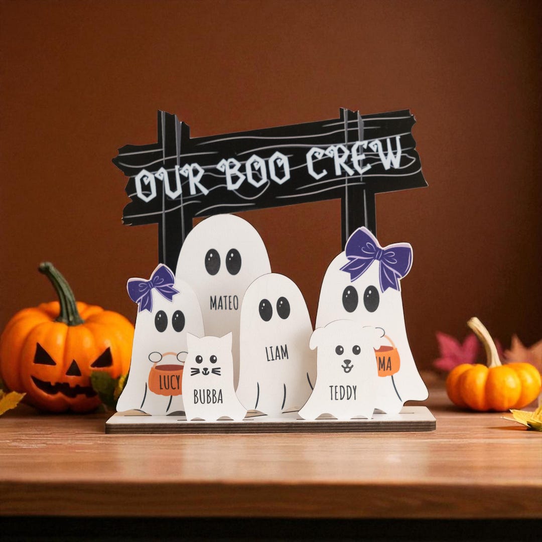 Personalized Halloween Ghost Family Sign – Custom Names Table Decor for ...