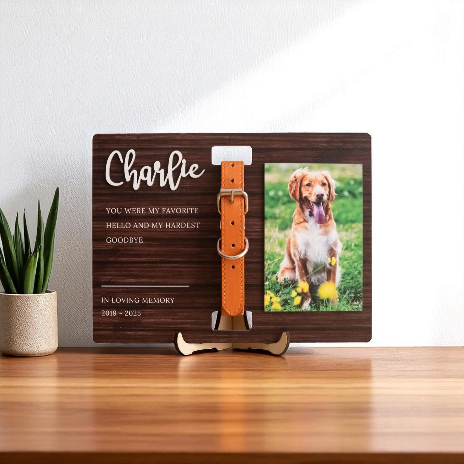 Personalized Pet Memorial Sign With Photo and Collar Holder, Custom Dog ...