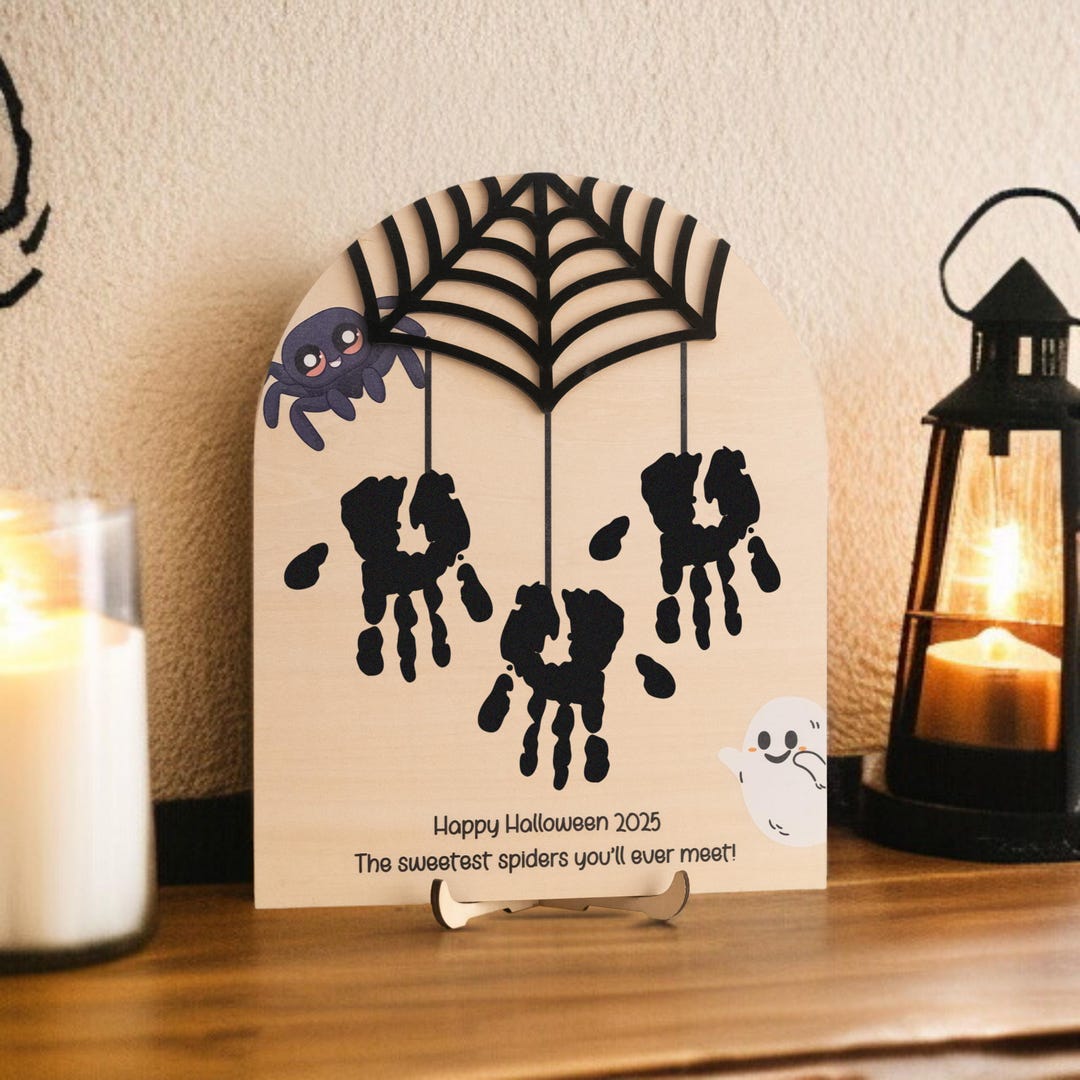 Personalized Halloween Handprint Spider Sign | Custom Baby Handprint ...